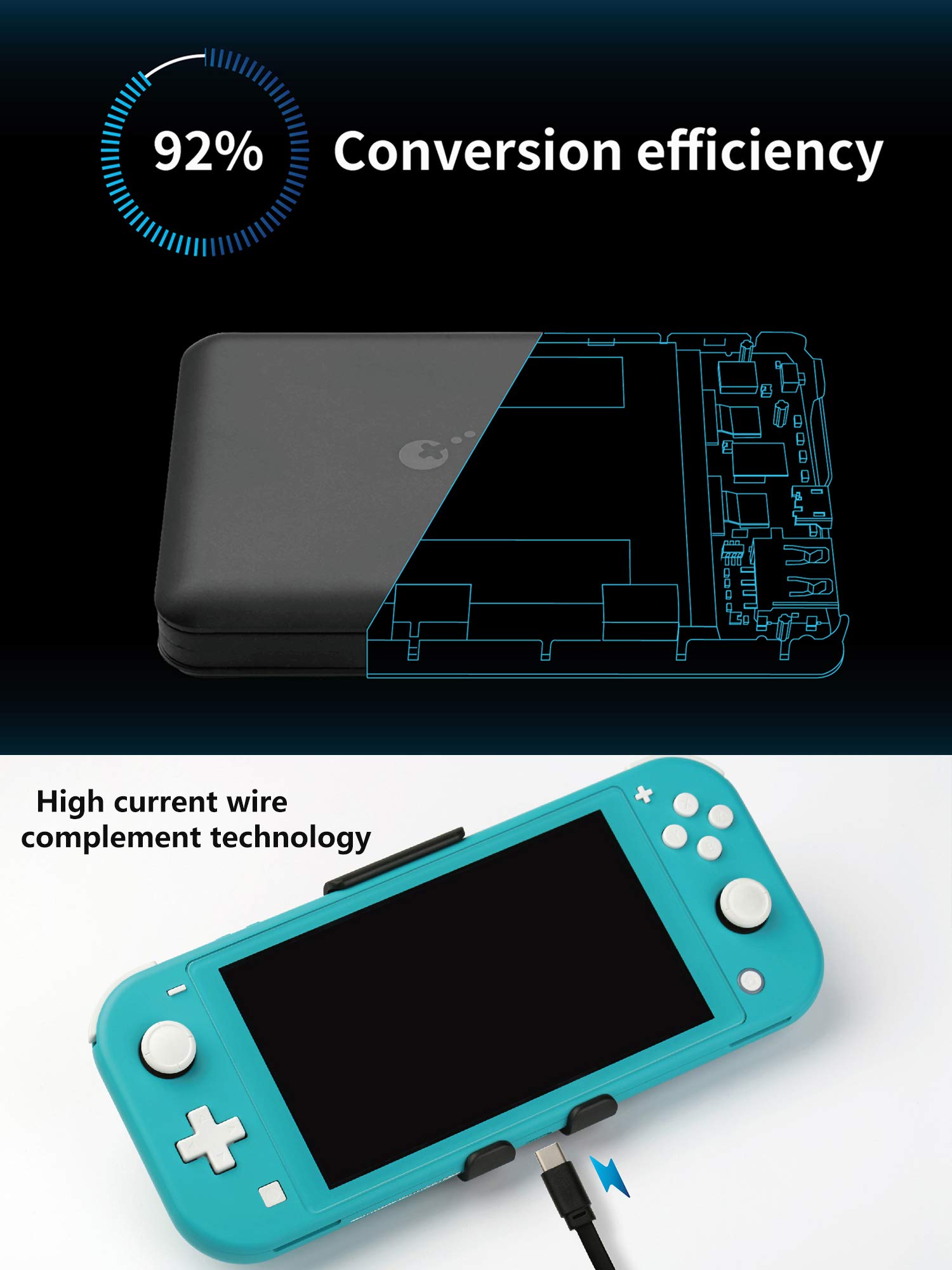 Power Bank for Switch Lite,5000mAh Rechargeable Extended Portable Battery Charger, Compact Travel Backup Power Pack for Switch Lite