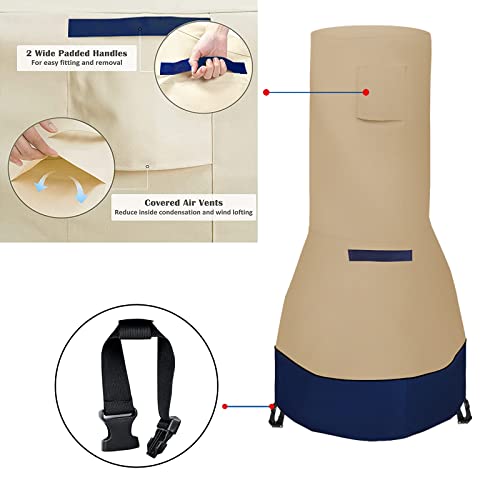 DUSTYPROTE Chiminea Cover,Weather-Proof Chiminea Fire Pit Cover,Fire Pit Heater Cover Waterproof,Clay Chiminea Cover Large Size, Khaki Patchwork Dark Blue, Cover Only