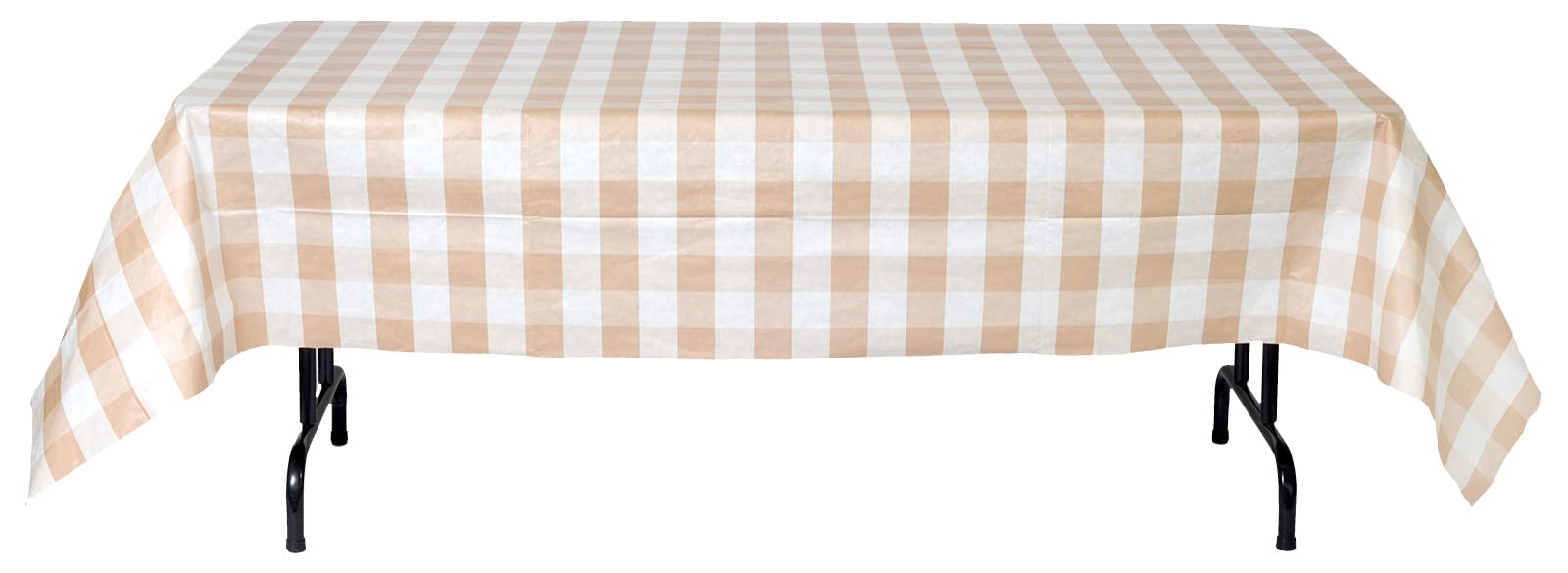 Havercamp Khaki and White Plaid Table Cover |1 Pack | 54" x 108" | Classic Plaid Collection | Great for Picnic, Barbecue, Cookout, Lumberjack Theme, Playground