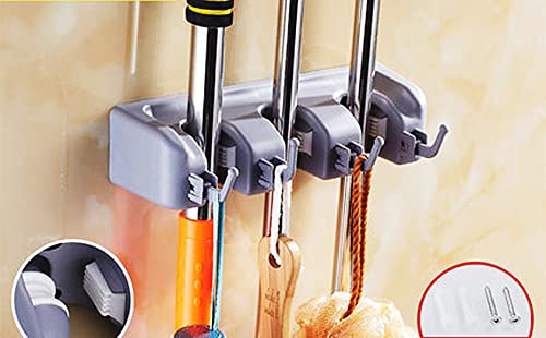 KK5 Broom Holder Rack & Garden Tool Organizer Rake or Mop Handles, Wall Mounted Commercial Organizer Saving Space Storage Rack for Kitchen Garden and Garage