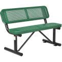 Global Industrial 48" L Outdoor Steel Bench with Backrest, Perforated Metal, Green