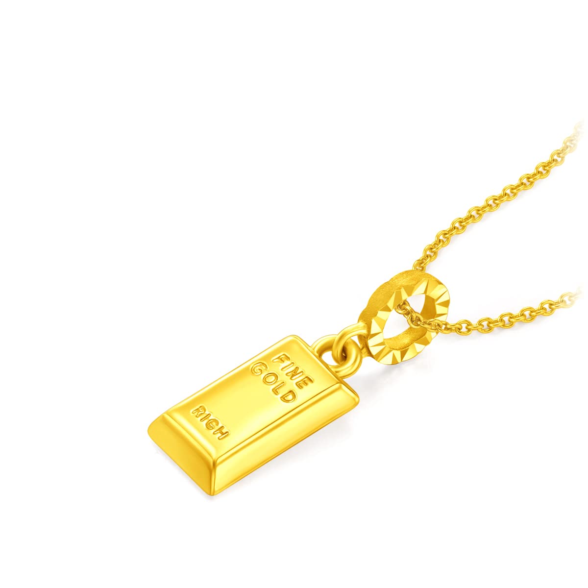 CHOW TAI FOOK 999 Pure 24K Gold Gold & Rich gold bar pendant (Mini)