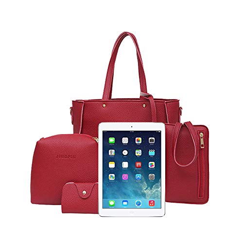 Car Pocket Handbag Holder between Seats Set Four Handbag Women Four Bag Pieces Bags Canvas Tote Bag Bulk (Red, One Size)