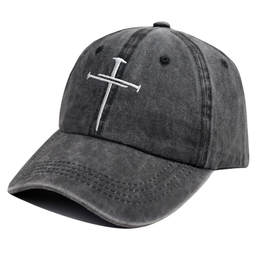 Christian Gifts for Women Men, Jesus Cross Hat, Distressed Wash Embroidered Adjustable Religious Baseball Cap, Gift for Christmas