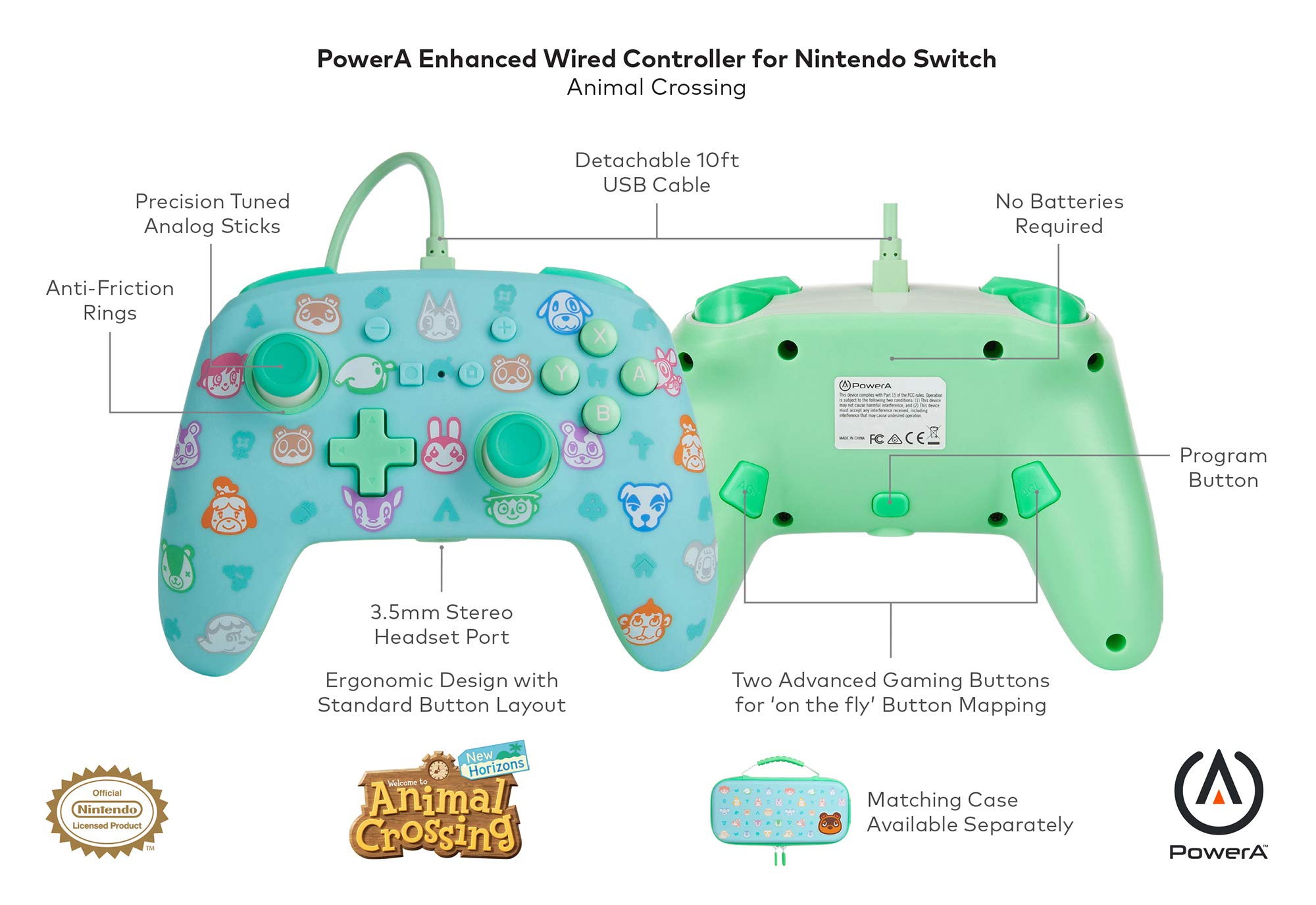 PowerA Enhanced Wired Controller for Nintendo Switch - Animal Crossing