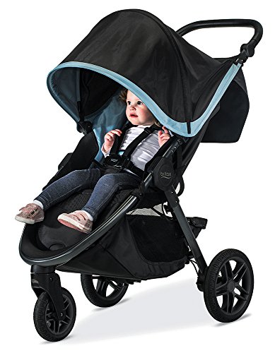 Britax B-Free Stroller, Frost - All Terrain Tires - Adjustable Handlebar - One Hand Fold - Large UV50 Canopy