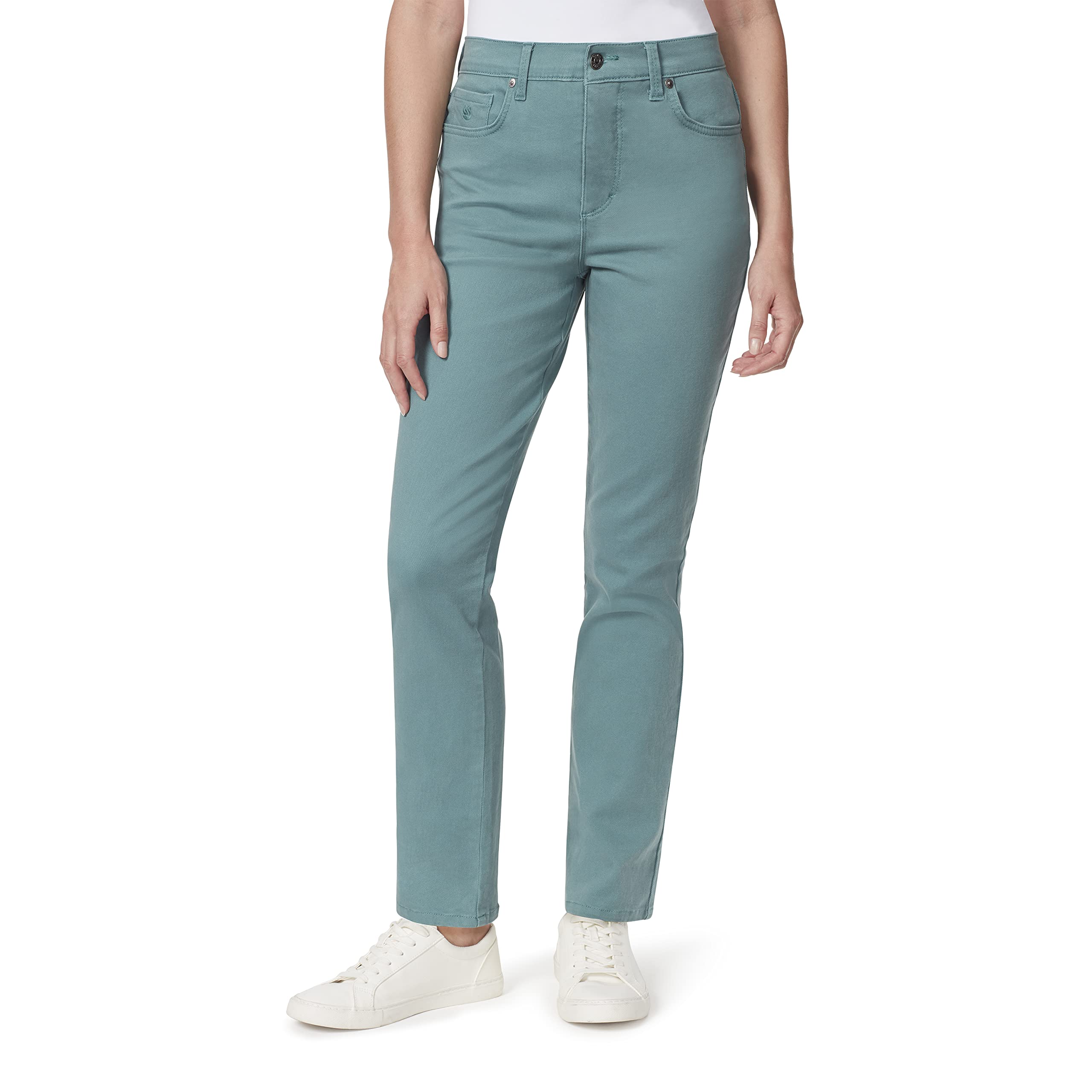Gloria Vanderbilt Women's Amanda Classic High Rise Tapered Jean, Aegean Teal, 14 Short