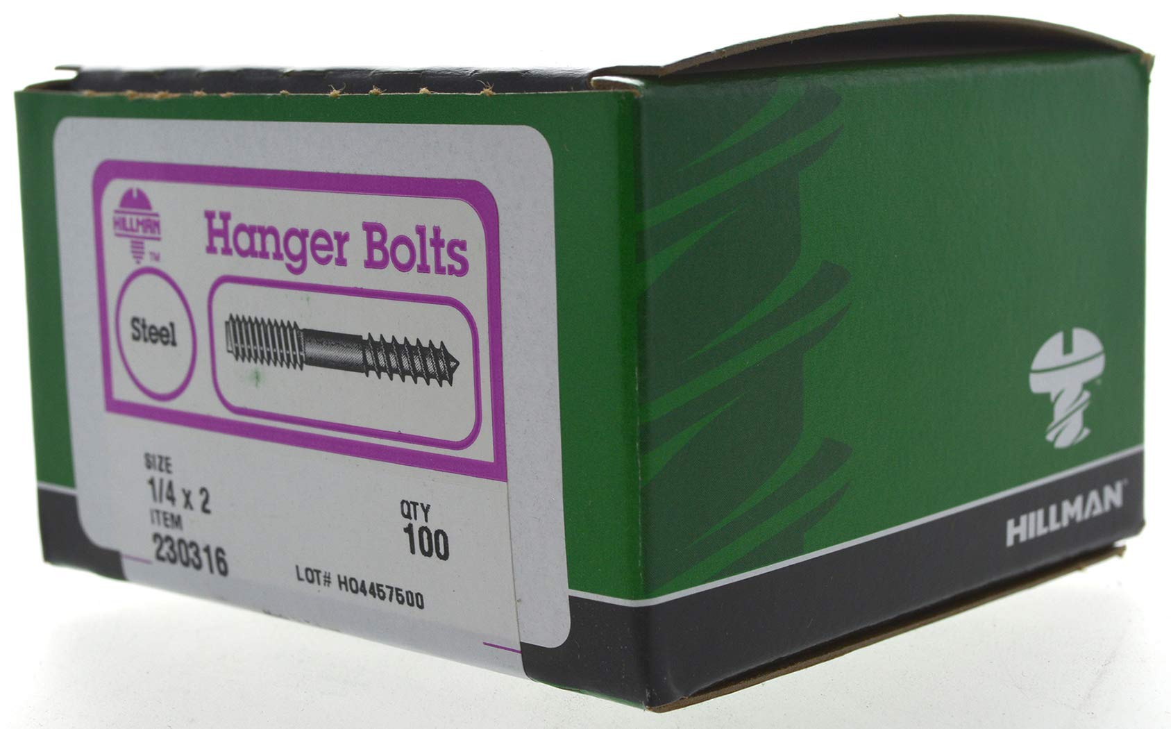 The Hillman Group 230316 Hanger Bolt, 1/4-Inch X 2-Inch, 100-Pack, Zinc