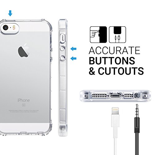 ULAK iPhone SE Case Clear (2016 Edition), iPhone 5s case, iPhone 5 case, Clear Slim Fit 5/5S/SE Case with Transparent Flexible Soft TPU Bumper Shock-Absorption Cover -Retail Packaging - HD Clear