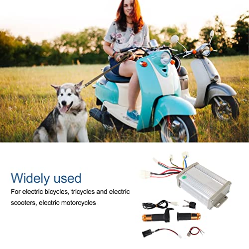 DAUERHAFT Bike Speed Controller Kit, Brushed Controller Kit Sensitive Braking Aluminum Alloy Shell 48V 800W Rubber Throttle Grip Lock for Tricycles