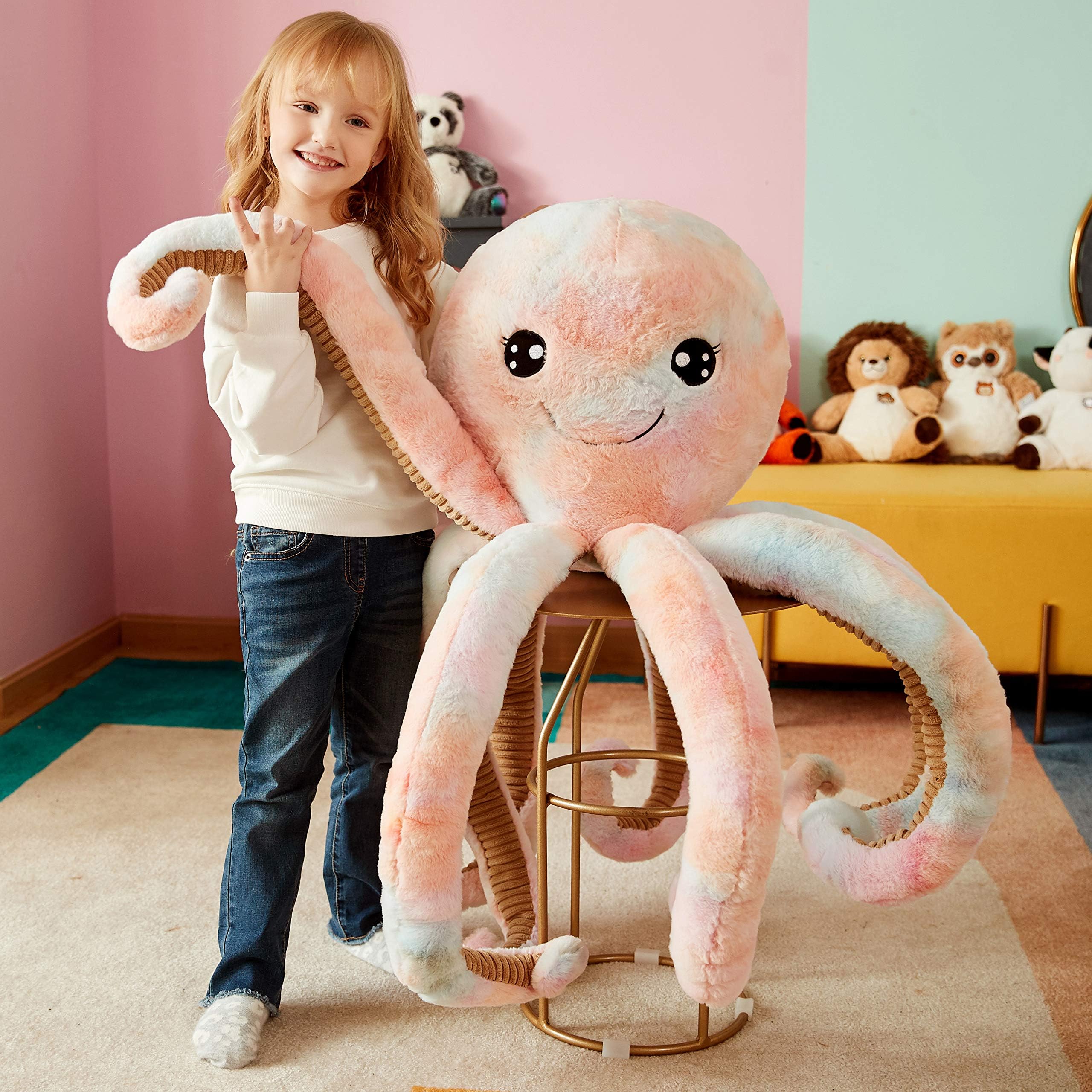 IKASA Giant Octopus Stuffed Animal Jumbo Plush Toy,30" Soft Toys Large Cute Huge Kawaii Fluffy Big Size Fat Oversized Plushie,Gifts for Kids