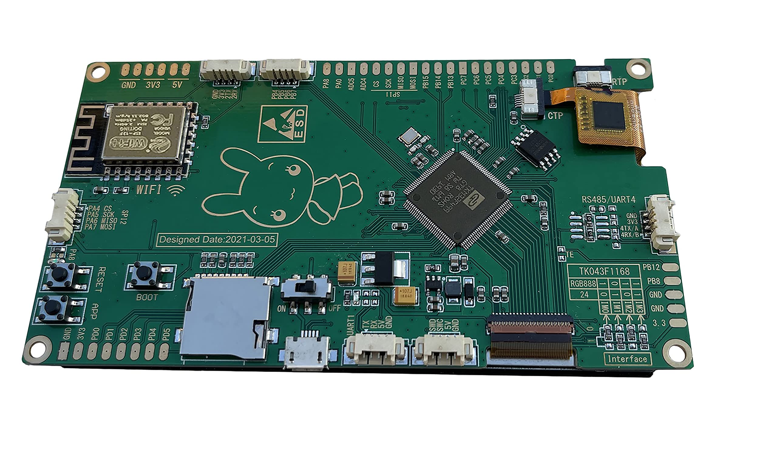 Fsuoech IPS 4.3 Inch TFT LCD Capacitive Touchscreen Development Board 800x480 ESP WiFi Internet of Things Intelligent Display M4 Board TKM32F499