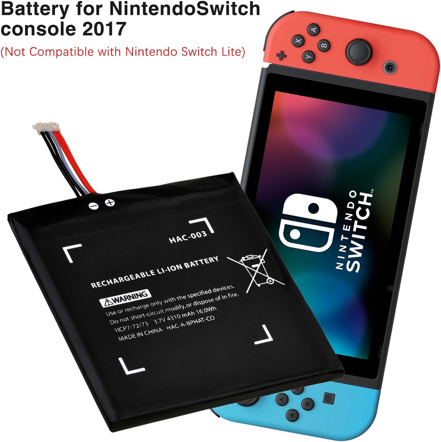 PowerTrust HAC-003 Rechargeable Battery Compatible with Nintendo Switch 2017 Game Console HAC-001 HAC-A-BPHAT-C0 HAC-S-JP/EU-C0 Console Batteries