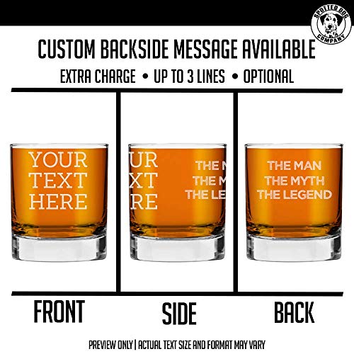 Personalized Etch 11oz Custom Whiskey Glass, Bourbon Glass, Engraved, Birthday Gifts for Men Dad Husband Groomsmen Gifts, Customized, Unique Customizable Message, Your Text Here