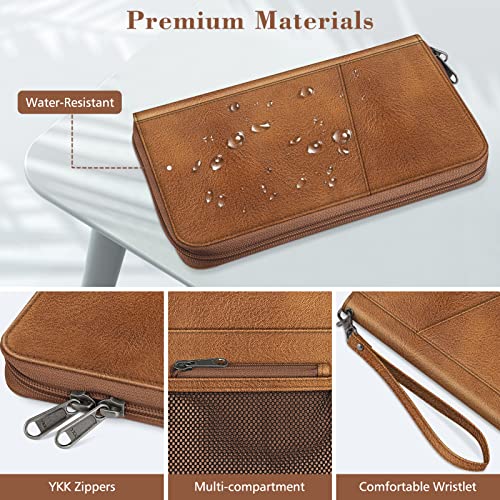 Fintie Family Passport Holder Wallet, RFID Blocking Travel Document Organizer Clutch Bag Credit Cards Case Cover for Women Men (Brown)