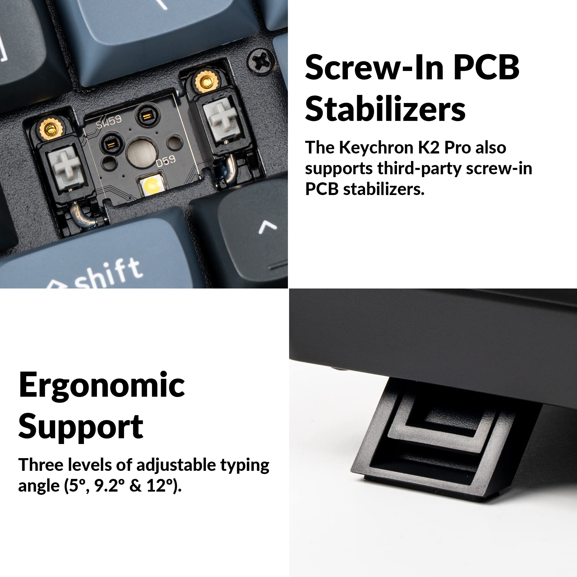 Keychron K2 Pro QMK/VIA Wireless Mechanical Keyboard, Custom Programmable Macro Wired Keyboard with Hot-Swappable K Pro Blue Switch White LED Backlight PBT Keycaps for Mac Windows Linux