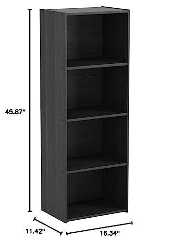IRIS USA Small Spaces Wood, Bookshelf Storage Shelf, Bookcase, 4-Tier, Black