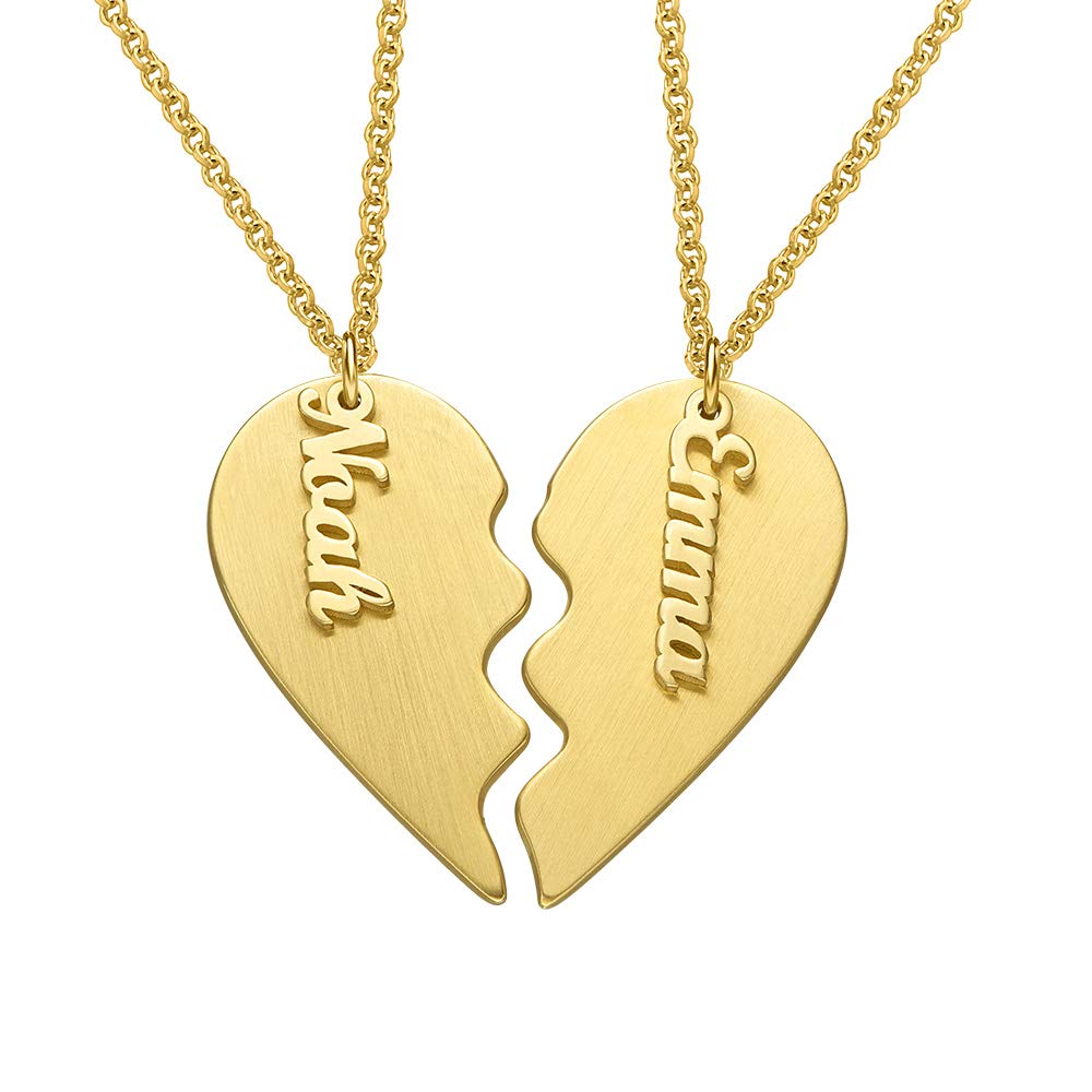 MyNameNecklace Personalized Broken Heart Necklace Couples Jewelry for Boyfriend Girlfriend- Sterling Silver 925 Engraved Couple Pendant -Valentine Day Love Gift