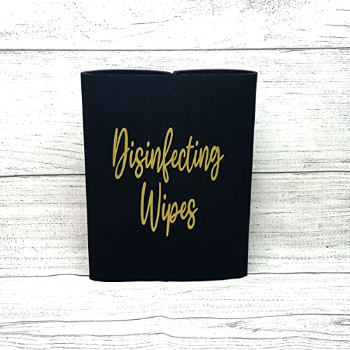 Decorative Cleaning Wipes Cover Gold Script (Large, Black)