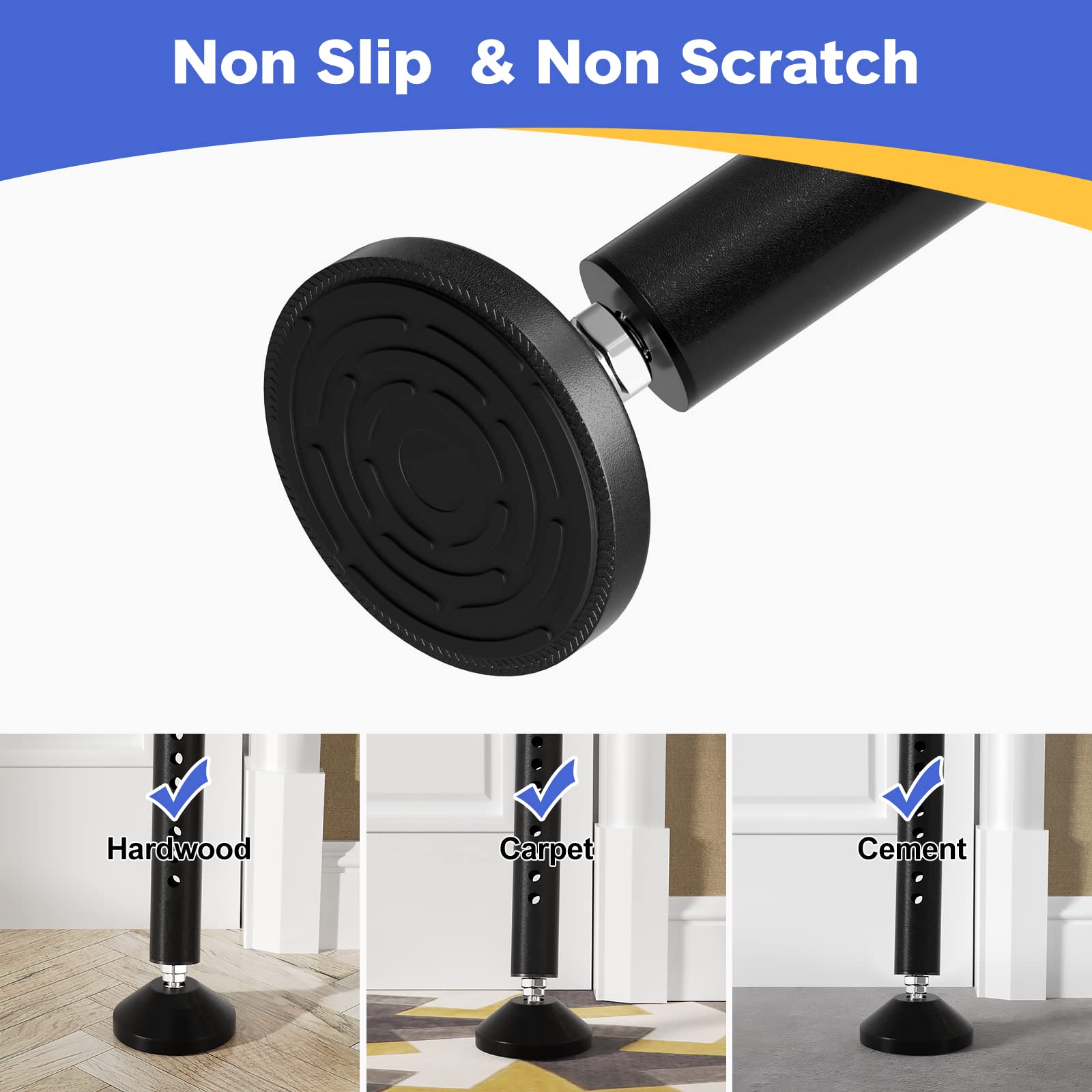 CALCHELE Door Security Bar & Sliding Patio Door Security Bar, Window Security Bar Door Stoppers Heavy Duty Security Door Jammer Bar, Adjustable Security Bar for Front Door, Apartment, Hotel Room Black