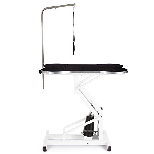 Pet Edge Master Equipment Black Bone Shaped Hydraulic Pet Grooming Table – Foot Operated Hydraulic Pump for 220-Lb. Dogs