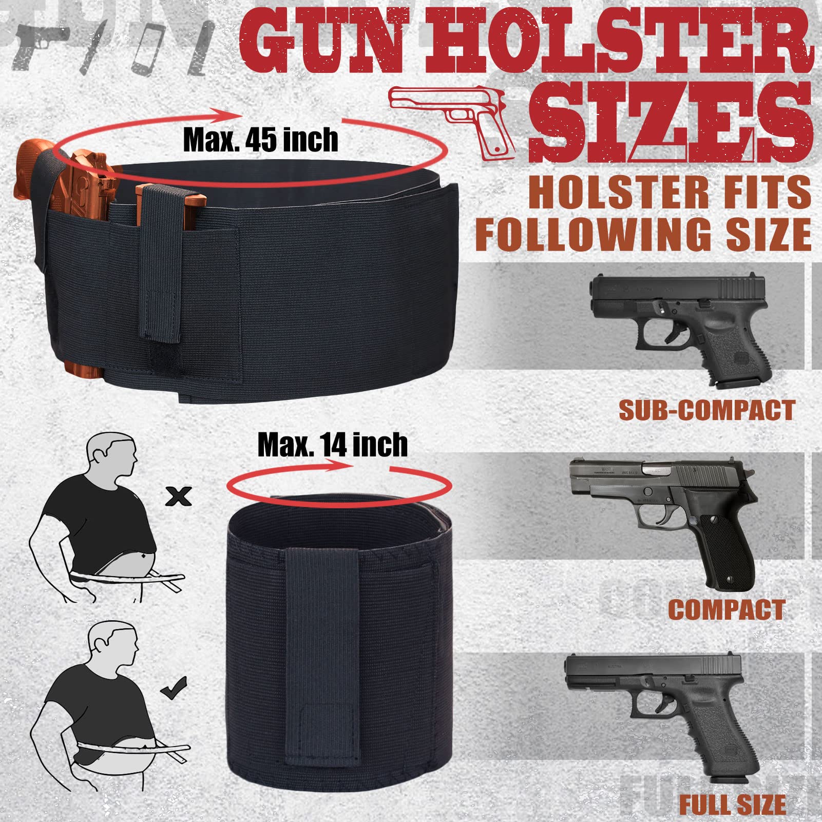 Bundle of Belly Band + Ankle Holster, Concealed Carry with Magazine Pocket/Pouch for Women Men Compatible with Glock, Ruger LCP, M&P Shield, Sig Sauer, Ruger, Kahr, Beretta, 1911, etc