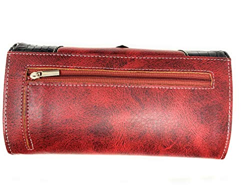 Premium Rhinestone Cross Cut Out Western Embroidered Womens Concealed Carry Handbag With Matching Wallet in 5 colors (Red)