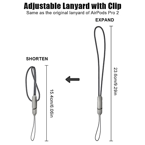 HiFan Lanyard Compatible for AirPods Pro 2, Anti-Drop & Anti-lost Lanyard, Adjustable Lanyard with Clip for AirPods Pro 2(Grey)