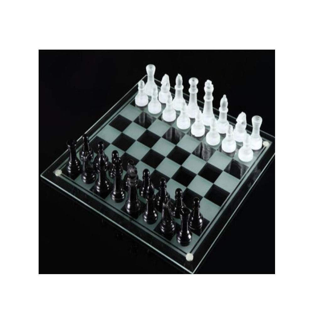 Crystals 32 Pieces Large Traditional Chess Glass Board Set Beautiful Game and Party Fun by