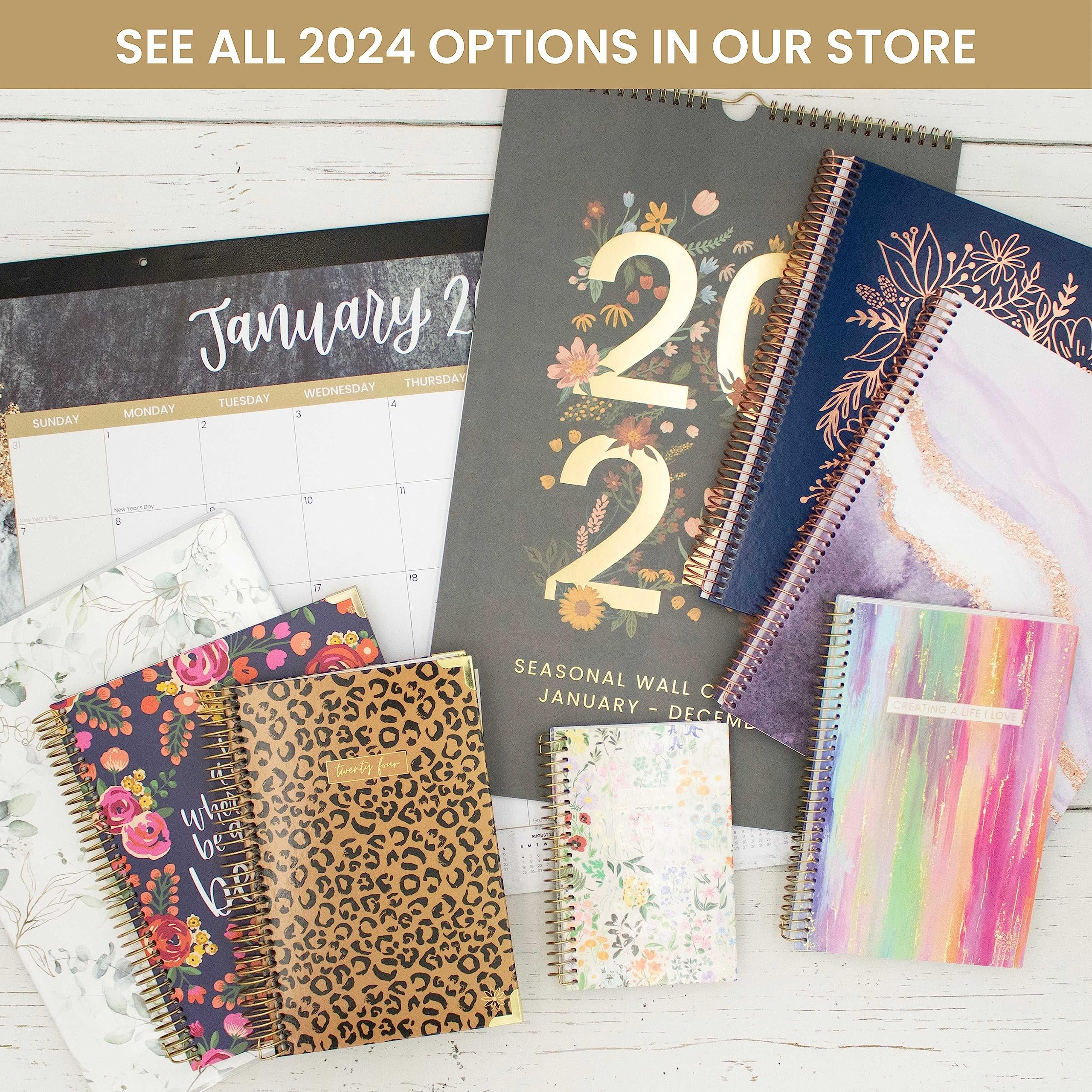 bloom daily planners 2024 (8.5" x 11") Calendar Year Day Planner (January 2024 - December 2024) - Weekly/Monthly Dated Agenda Organizer with Tabs - Earthy Abstract, Blue