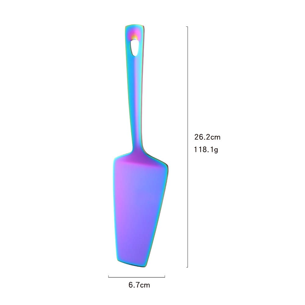Cake Server, BuyGo Rainbow Pie Server Stainless Steel Pizza Spatula with Mirror Polish, 10.31 inches Long