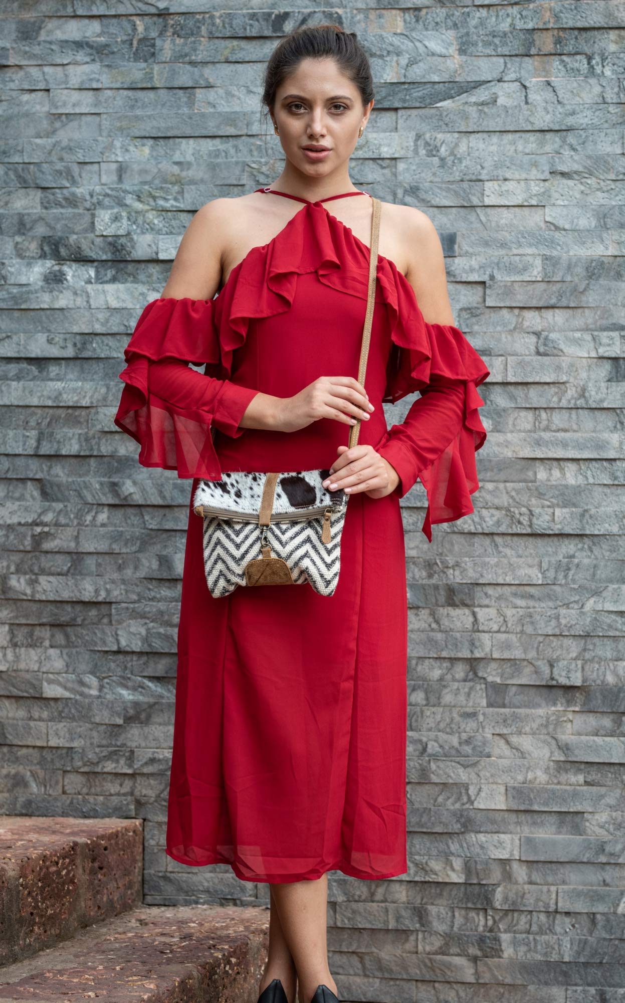 Myra Bag Devious Upcycled Canvas & Cowhide Crossbody Bag S-1339