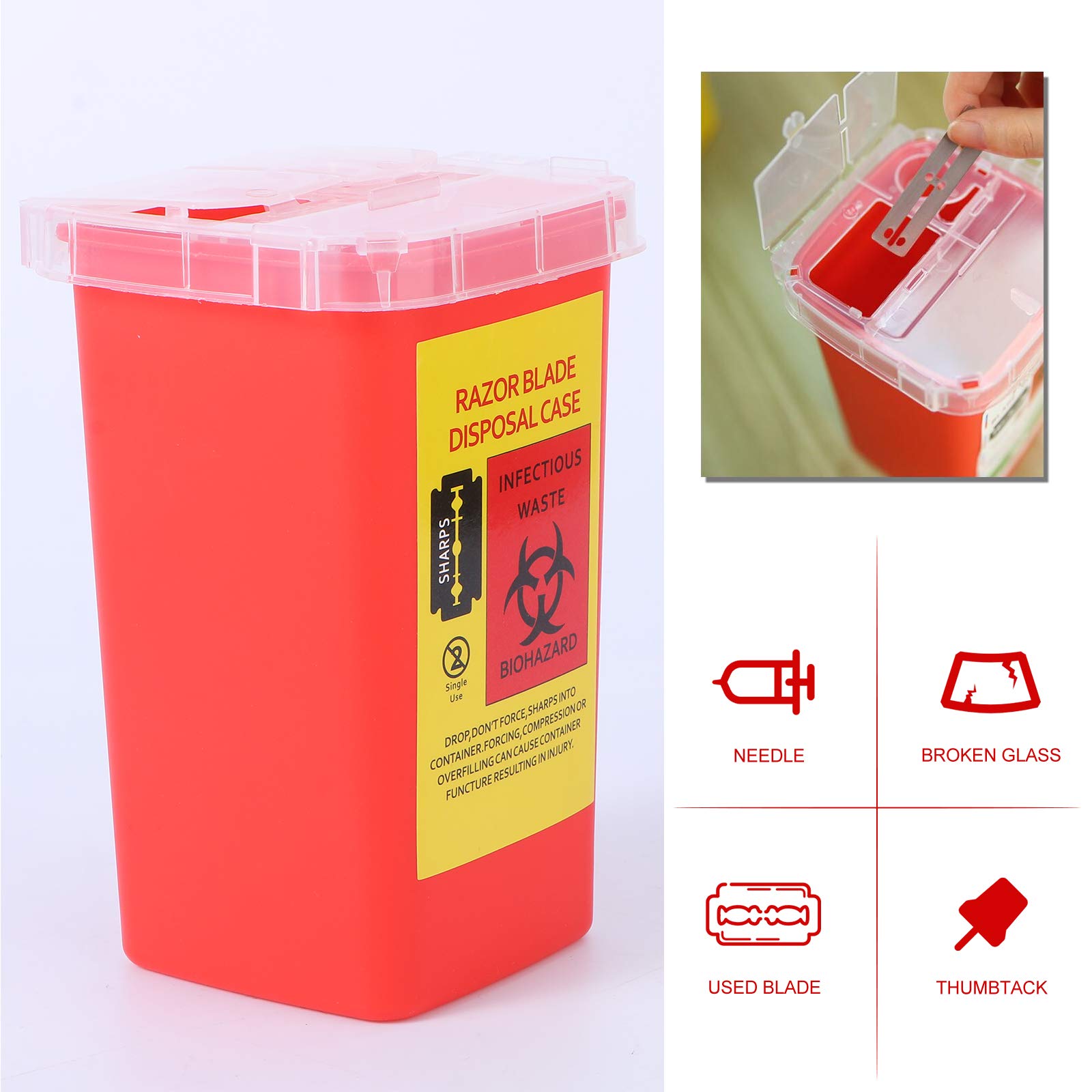 Blade Dispenser Case Razor Blade Disposal Case Barber Shop Storage Bank Container for Used Red