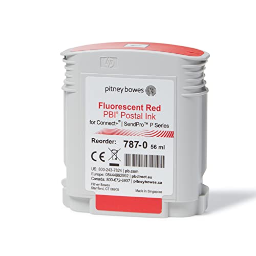 Pitney Bowes 787-0 Standard Ink Cartridge for SendPro P/Connect+ Series Mailing Systems, Red Ink, 56 ml