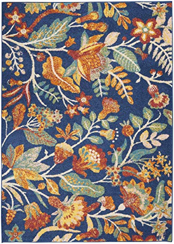 Nourison Allur Modern Navy Multicolor 4' x 6' Area -rug, Easy -cleaning, Non Shedding, Bed Room, Living Room, Dining Room, Kitchen (4x6)