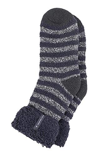 Heat Holders Mens Luxury Cozy Soft Fleece Lined Fluffy Bed Socks for Sleep (Charcoal Stripe (Olwen), 7-12)