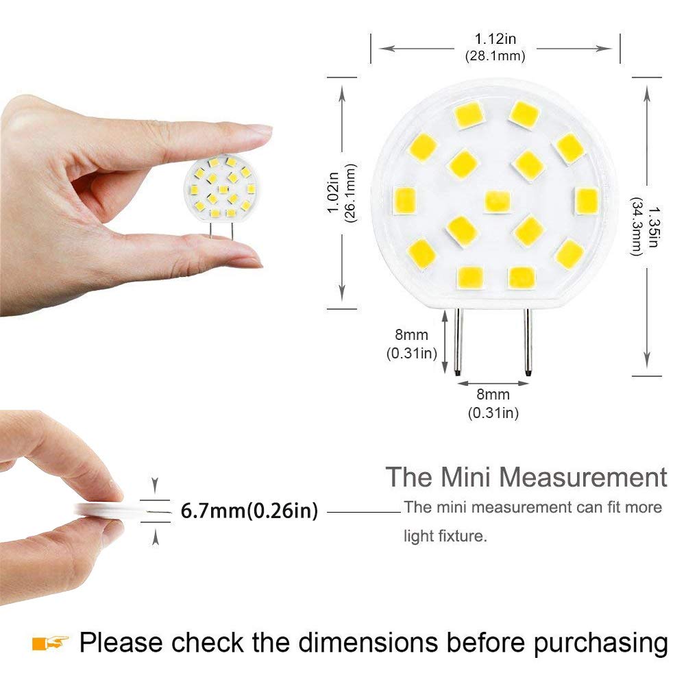 G8 LED Bulb Dimmable 3W Mini Thin Puck Light Bulbs Equivalent to 20W-25W T4 G8 Bi-Pin Base Halogen Bulb, 120V Warm White 3000K G8 Bulb for Under Counter Kitchen Lighting, Under Cabinet Light (8 Pack)