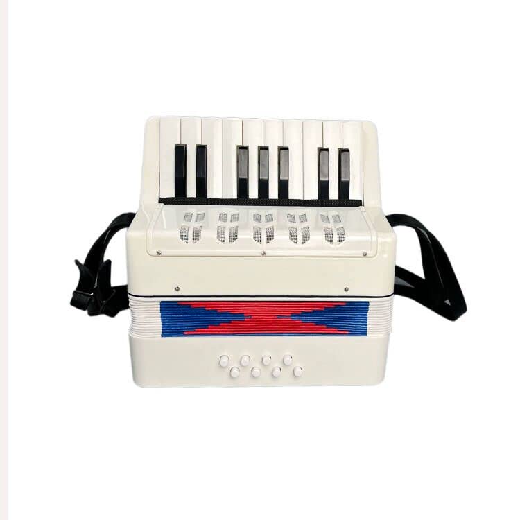 BORIYAM Accordion 17 Keys 8 Bass,Toys for Children and Adult Beginners,Accordion Instrument ,Early Learning Enlightenment Instrument (White)