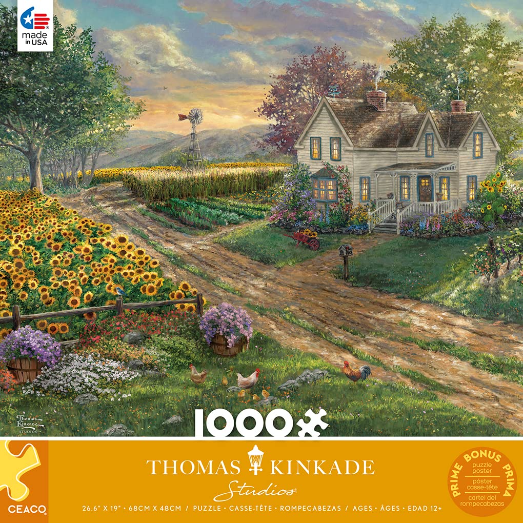 Ceaco - Thomas Kinkade - Sunflower Fields - 1000 Piece Jigsaw Puzzle