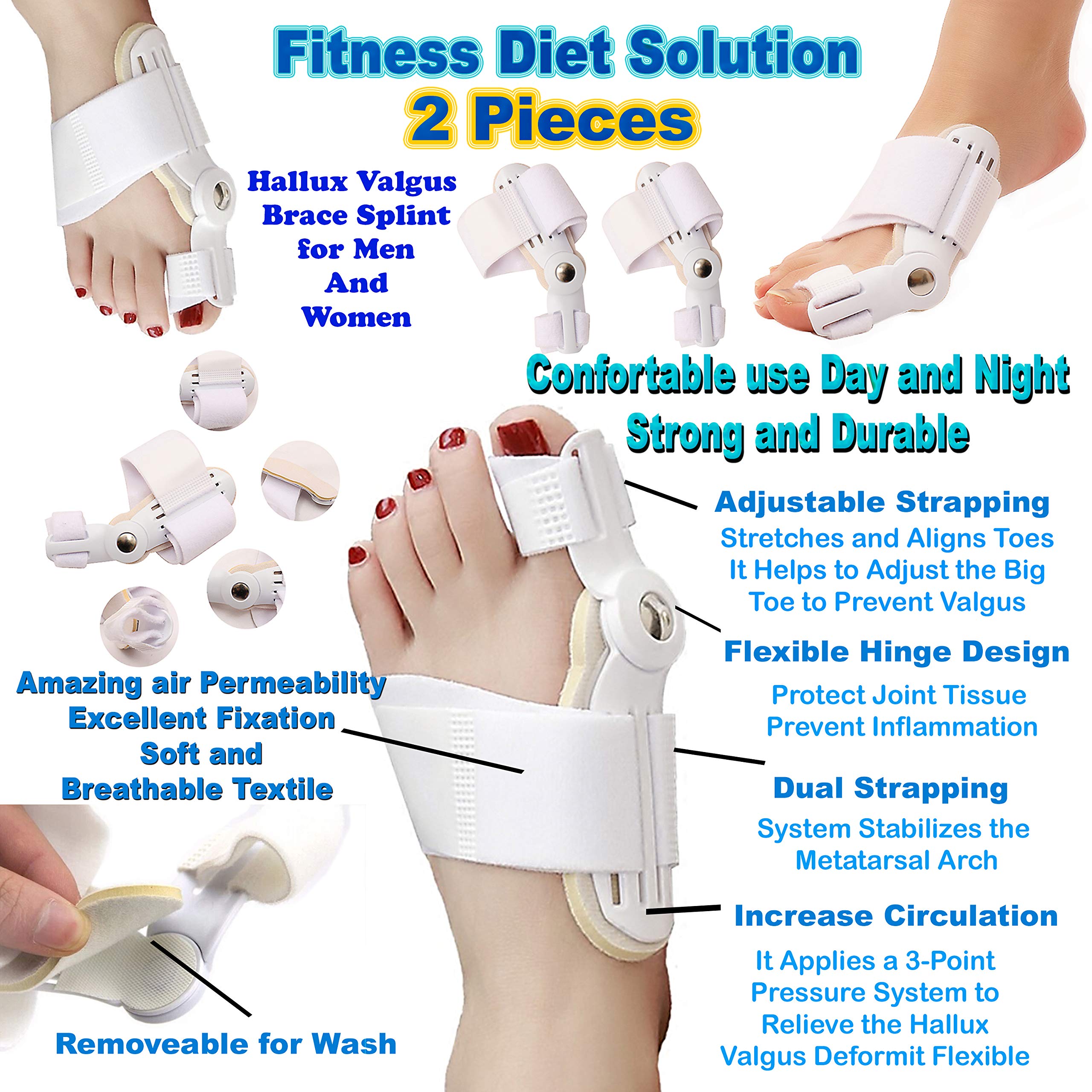 Bunion Corrector and Hallux Valgus Pain Relief Kit | Orthopedic Big Toe Straightener | Adjustable Splint Protective Sleeves | Toe Separator Spacer, Splint Correction Aid for Women,Men - 11 Pack