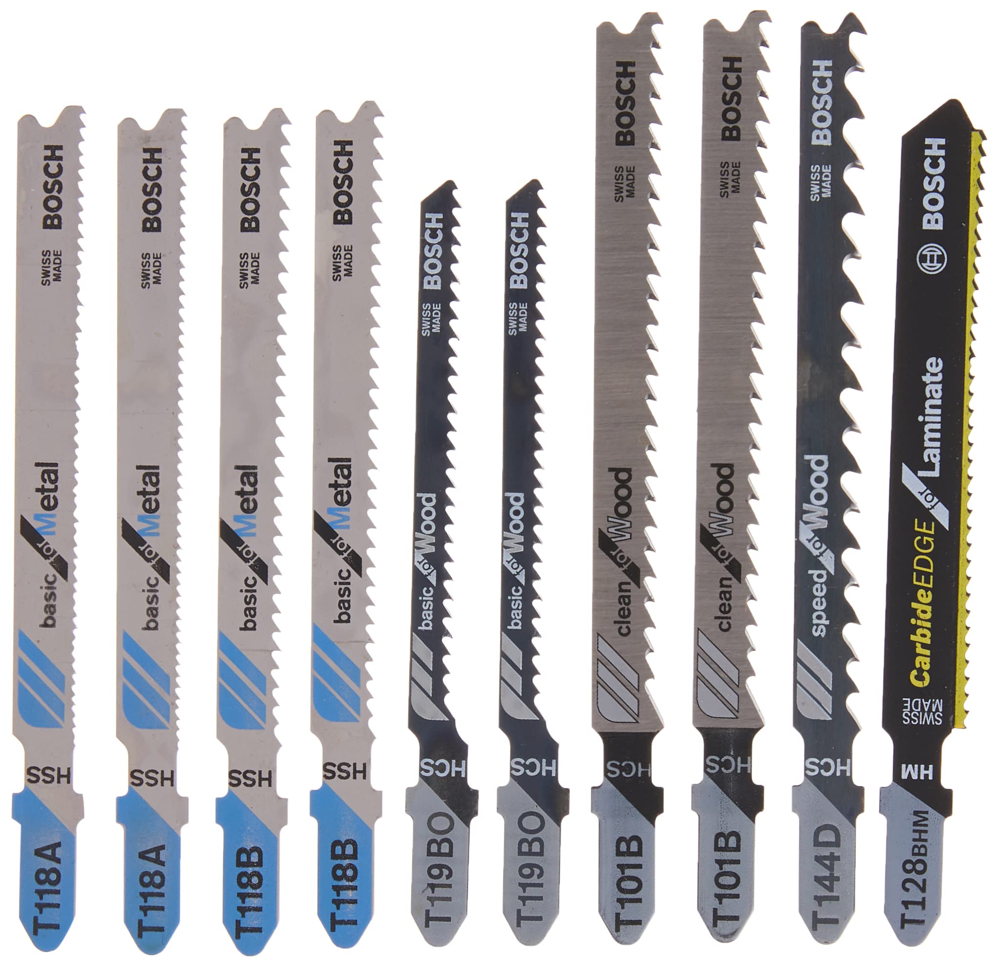 Bosch 10 pc. Laminate/Wood/Metal T-Shank Jig Saw Blade Set T10C