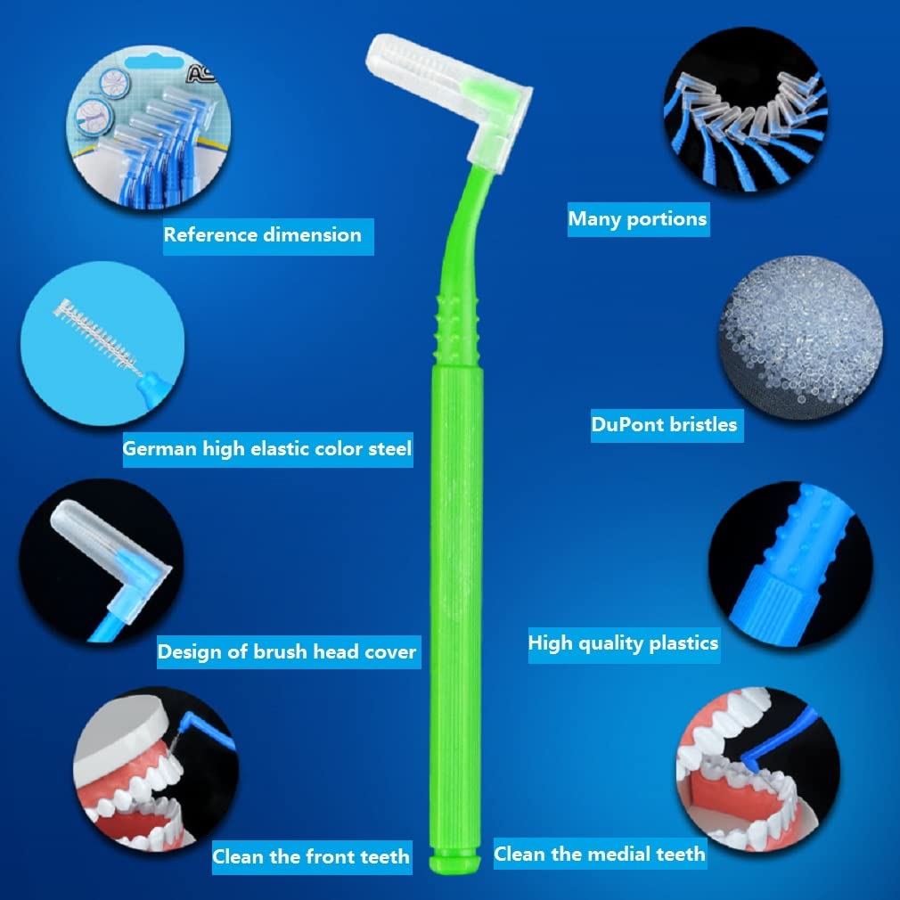 Curved interdental Brush, 10 Count 2bags, 0.7mm (SSS,Yellow)…