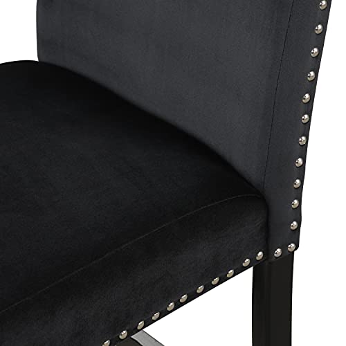 ERDAYE 5 Pcs 5-Piece Counter Height Set with One Faux Marble Table and Four Velvet Upholstered-Seat Chairs for Home Kitchen Dining Room Furniture Breakfast, Lunch and Dinner, Black