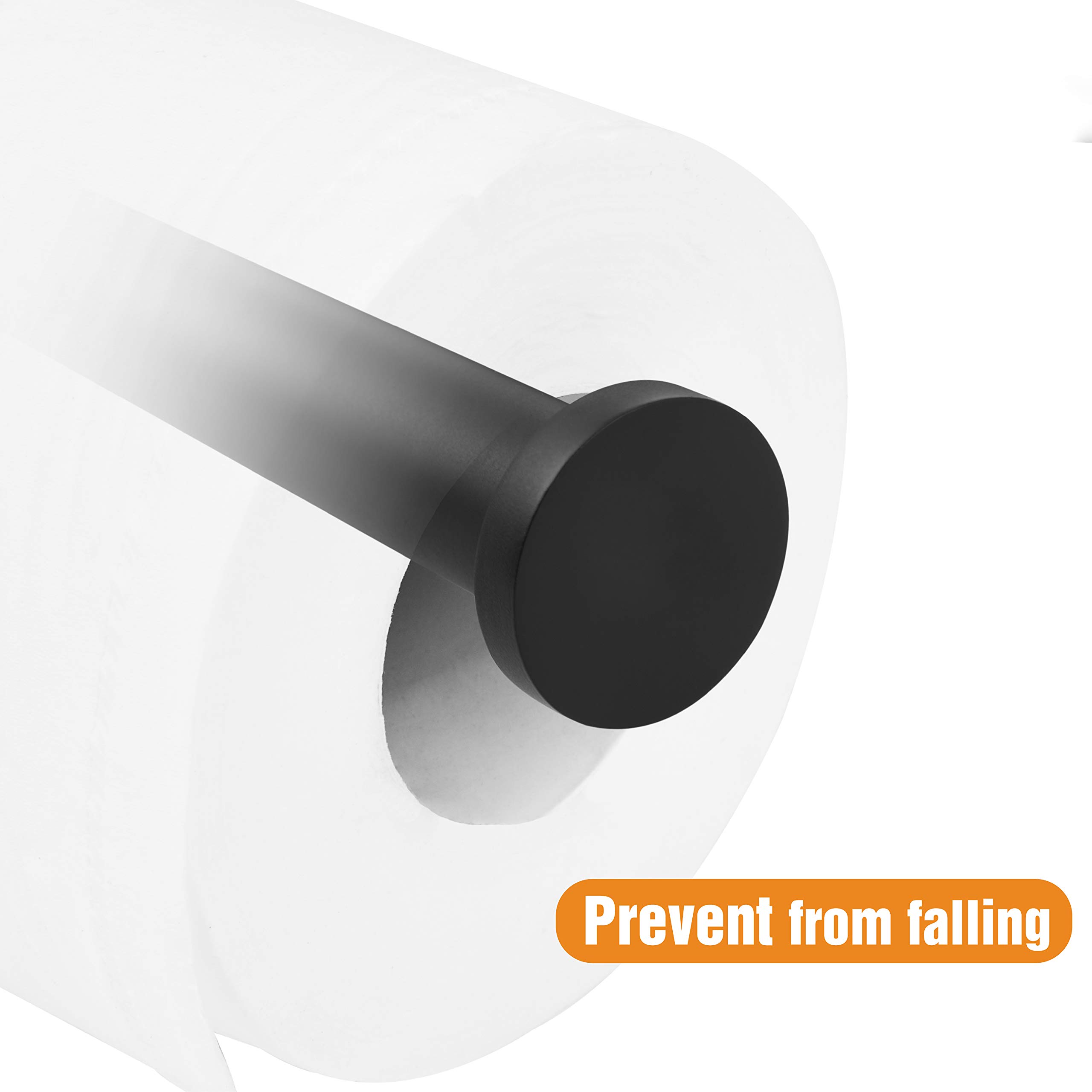 HITSLAM Matte Black Toilet Paper Holder Adhesive, Stainless Steel Self Adhesive Toilet Paper Roll Holder for Bathroom