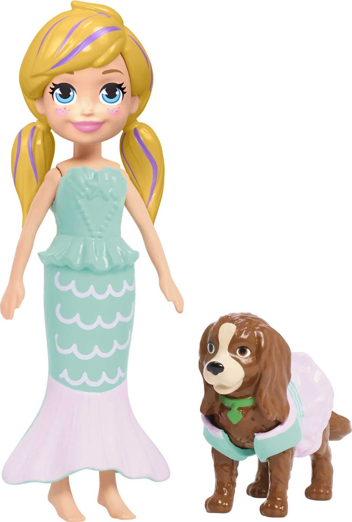 Polly Pocket Doll & Accessories, Masque ‘N Match Costume Pack with 3-Inch Small Doll, Pet, 4 Costumes for Doll & for Pet