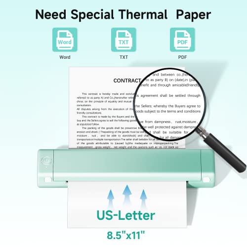 Itari Portable Printer Wireless for Travel - M08F-Letter Bluetooth Tattoo Stencil-Printer Support 8.5" X 11" US Letter, No-Ink Thermal Compact Printer, Compatible with Android and iOS Phone & Laptop