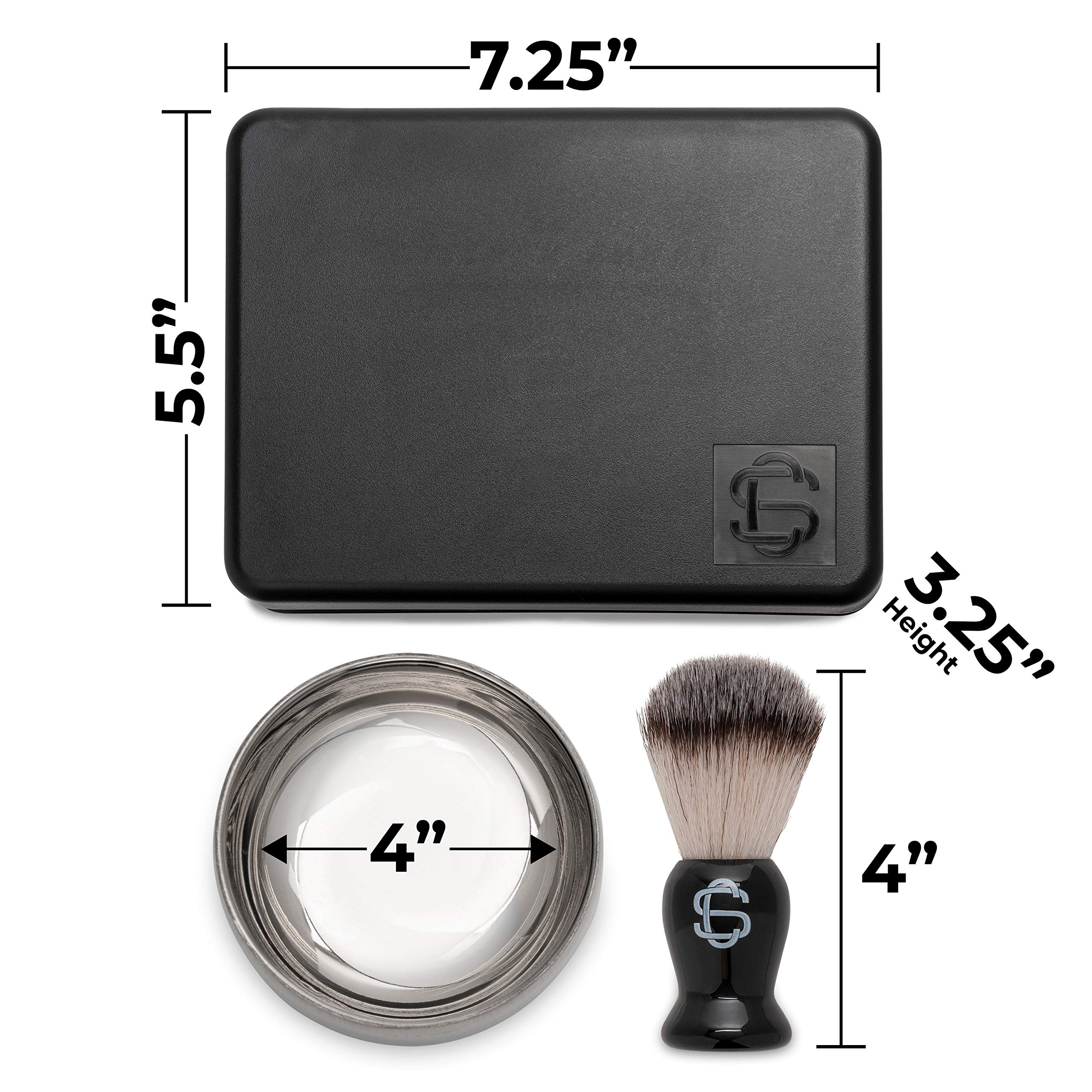 Caliber Shave Co. Travel Wet Shaving Kit | Includes Durable Case With Rotating Stand, Wet Shave Brush Made With Synthetic Material, And Aluminum Shave Bowl With Lid