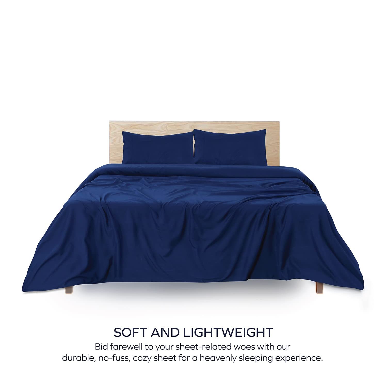 BLC Blue Sheets Full, Brushed Microfiber Full Size Egyptian Bedding, Extra Soft Cooling Bed Sheet, Deep Pocket up to 15-inch Mattress, Hypoallergenic Wrinkle, Fade, Shrink Resistant (4 Piece)
