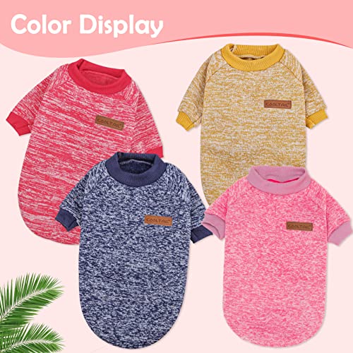 KOOLTAIL Dog Sweater Winter Clothes 4 Pack - 4 Colors Soft and Warm Suitable for Tiny Small Medium Dogs Puppy Pet Fall Sweaters Fashionable