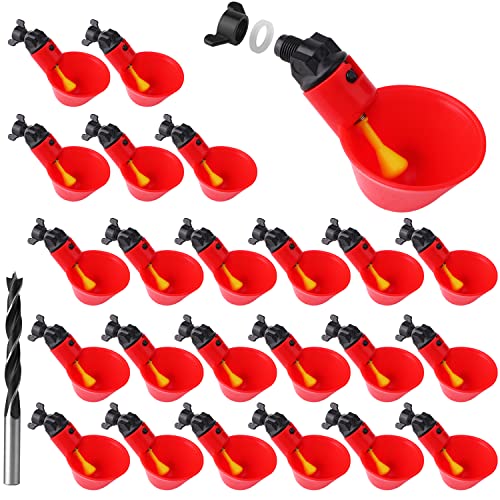 erduoduo 24 Packs Poultry Drinking Watering Cups for Chicken/Quail Water Cups Drinker Automatic Farm